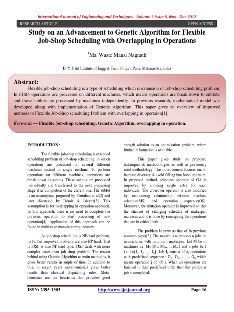 Study On An Advancement To Genetic Algorithm For Flexible Job-Shop ...