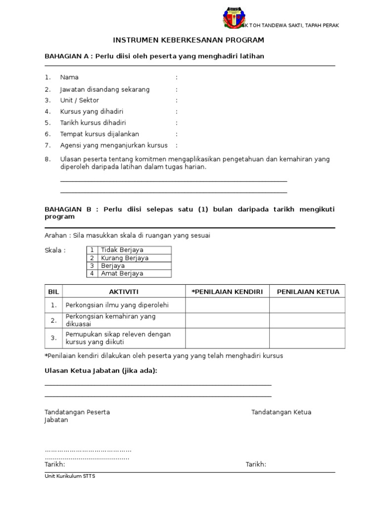 Instrumen Keberkesanan Program | PDF