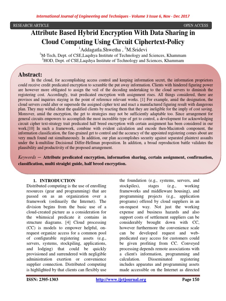 Ijet V3i6p23 | PDF | Encryption | Cloud Computing
