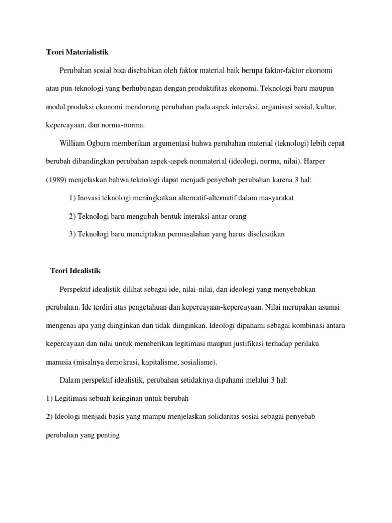 Teori Materialistik Riana | PDF