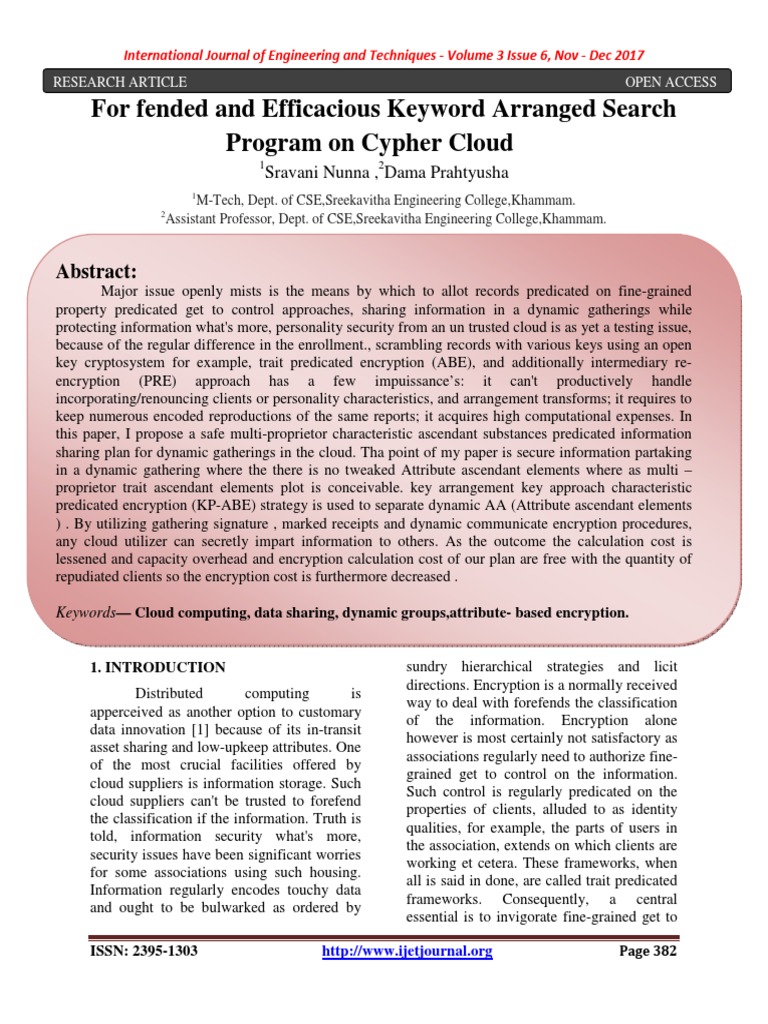 Ijet V3i6p58 | PDF | Cloud Computing | Encryption