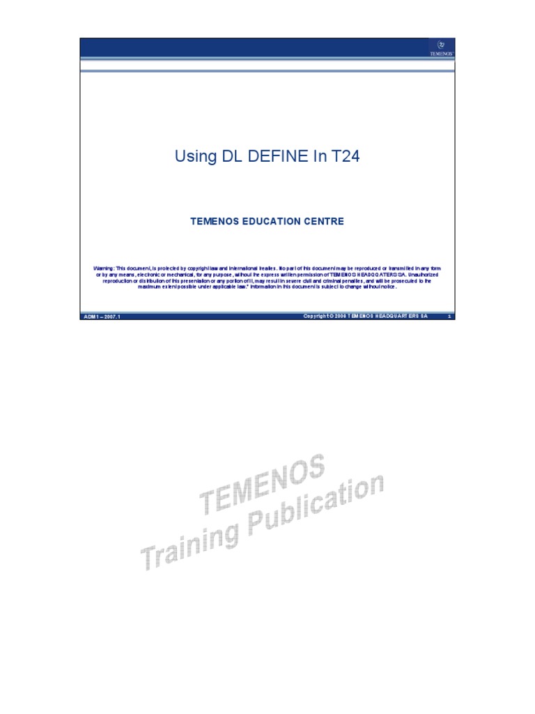 ADM1 Using DL Define in T24 PDF | PDF | Subroutine | Library (Computing)