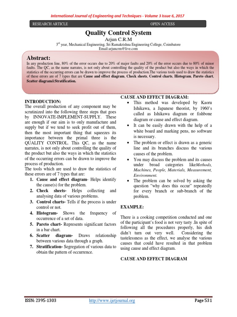 Quality Control System: Abstract | PDF | Histogram | Chart