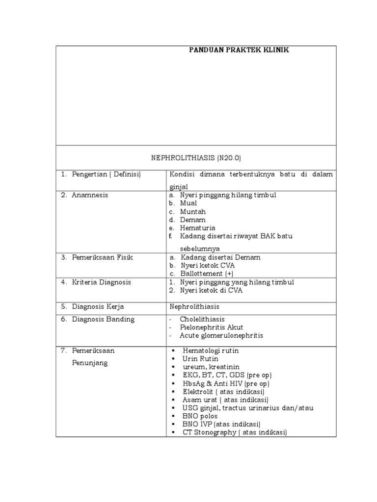 Panduan Diagnosis Nefrolithiasis | PDF
