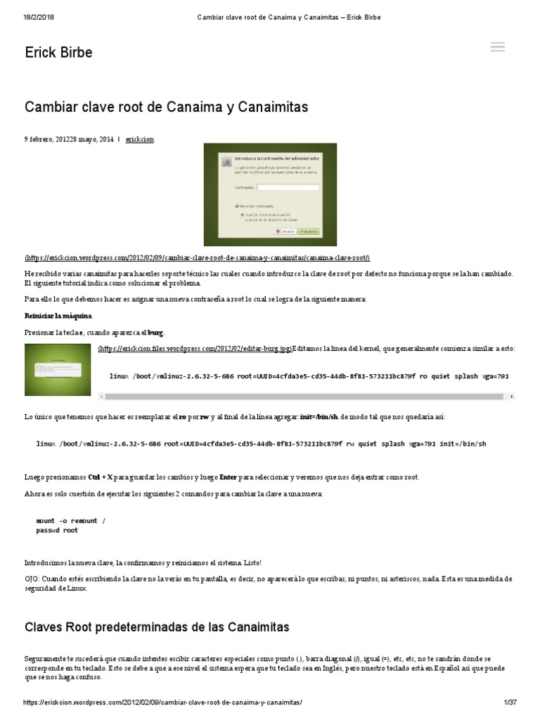 Cambiar Clave Root de Canaima y Canaimitas | PDF | Contraseña | Clave ...