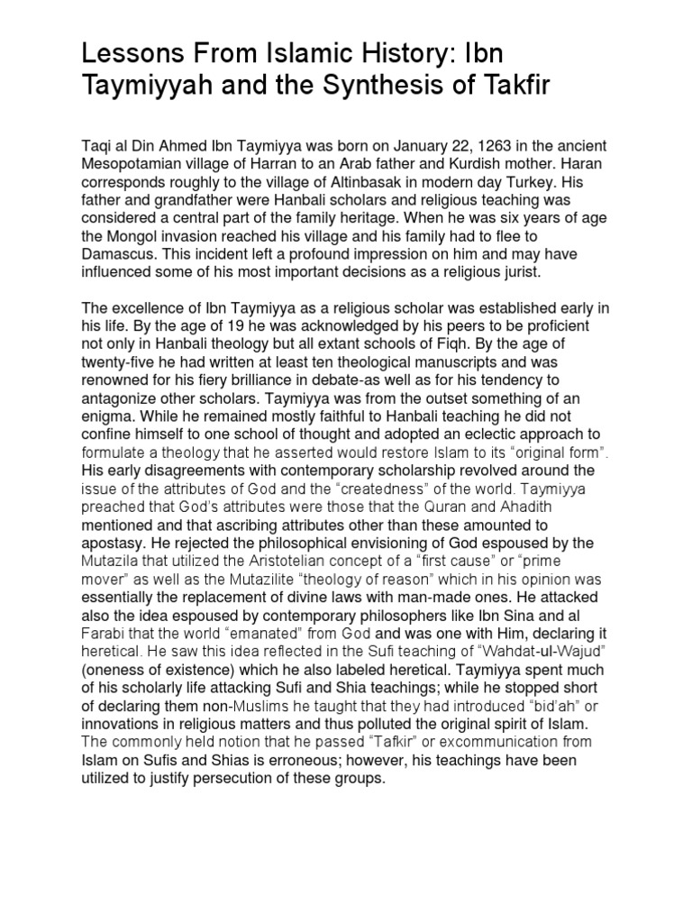 Islamic History of Takfir | PDF | Islamic State Of Iraq And The Levant ...