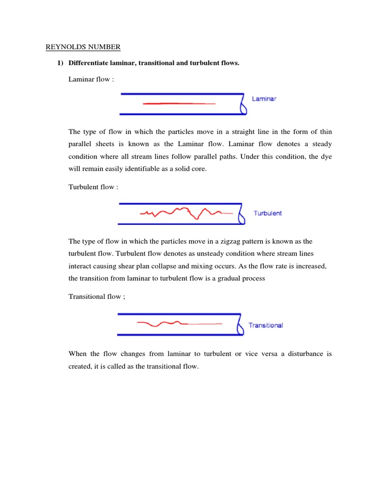 Reynold Number Question | PDF | Reynolds Number | Laminar Flow