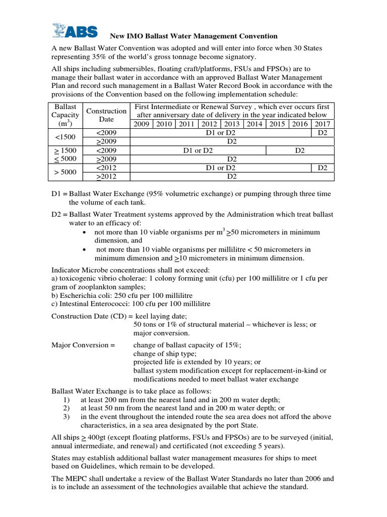 Implementation Schedule and Requirements for the New International ...