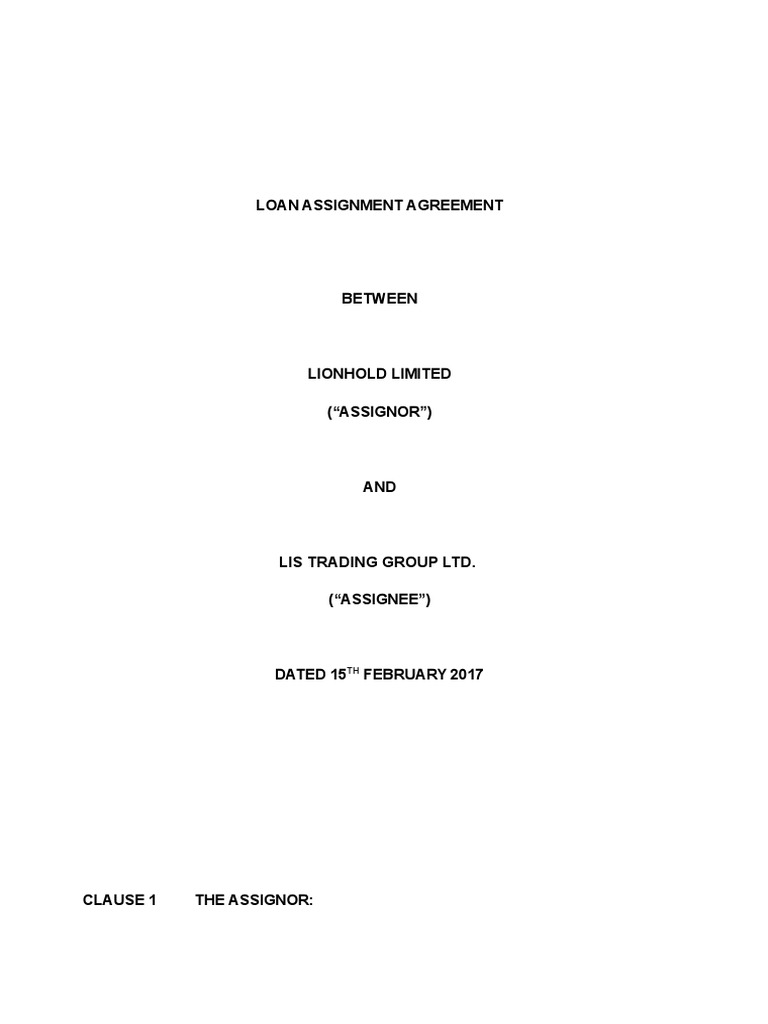 Loan Assignment Agreement Template (Debtor Change) | Assignment (Law ...