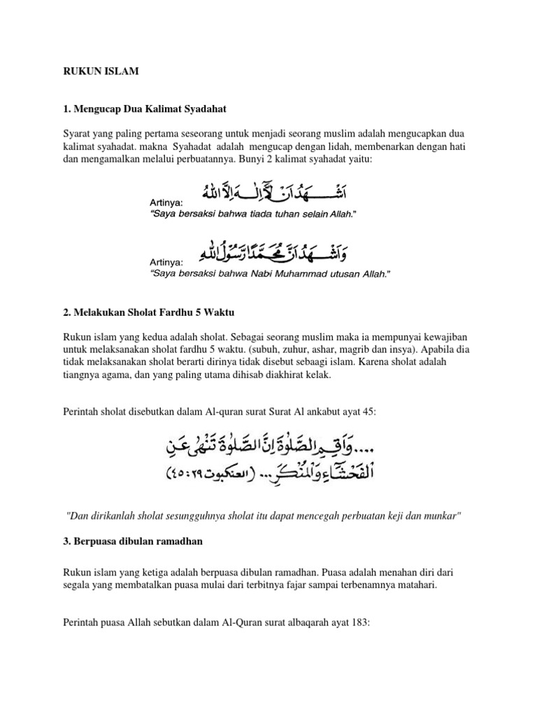 Rukun Islam & Rukun Iman | PDF