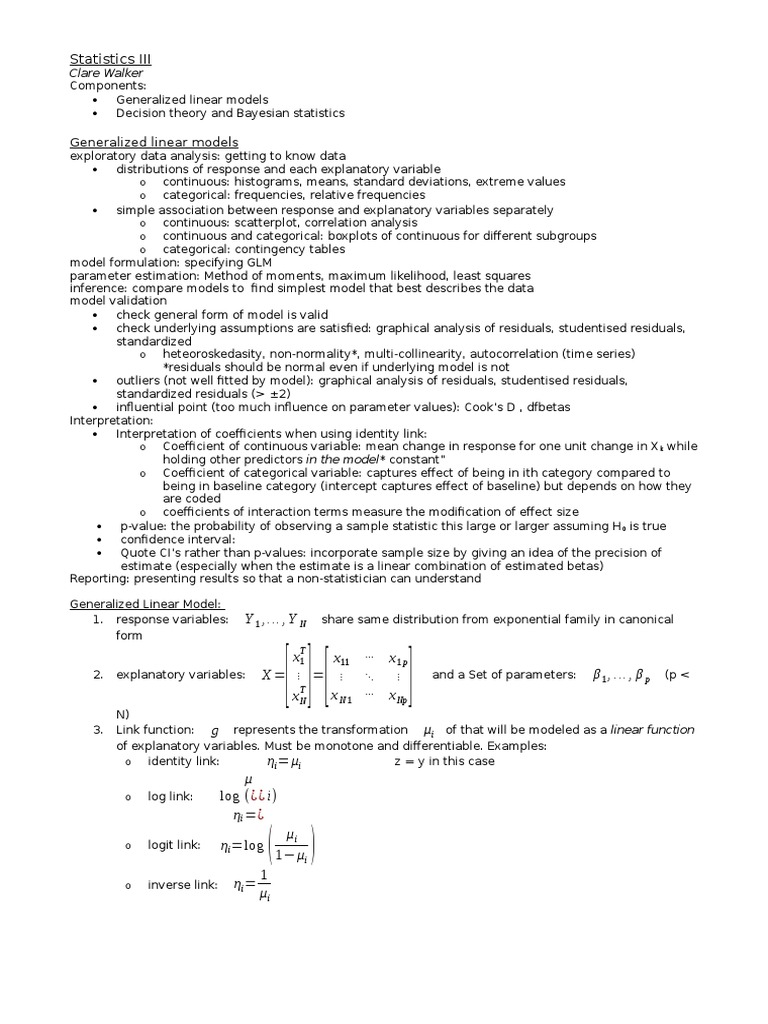 Generalised Linear Models and Bayesian Statistics | Download Free PDF | Errors And Residuals ...