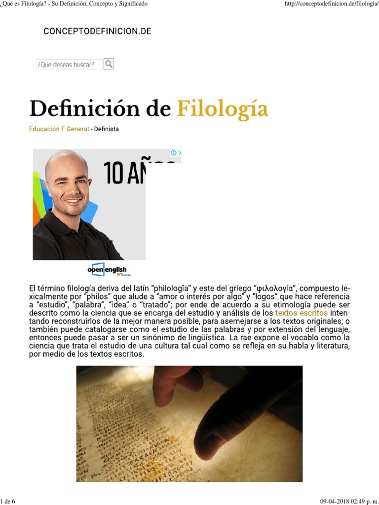 ¿Qué Es Filología_ - Su Definición, Concepto y Significado | PDF