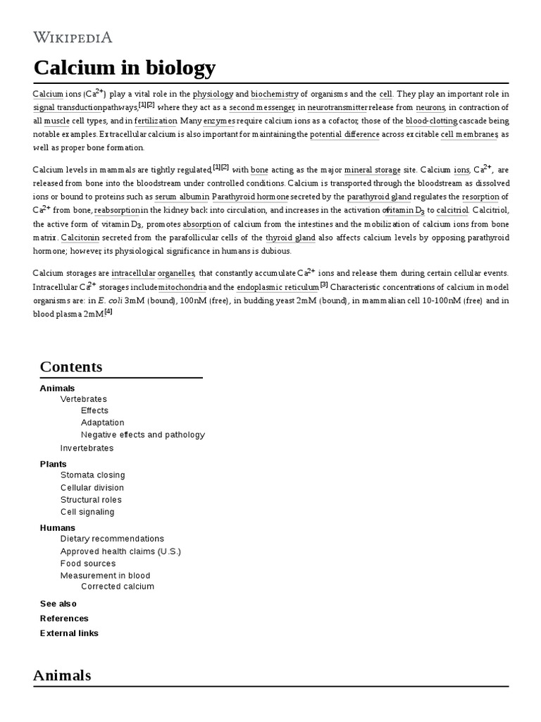 Calcium in Biology | PDF | Calcium In Biology | Biochemistry