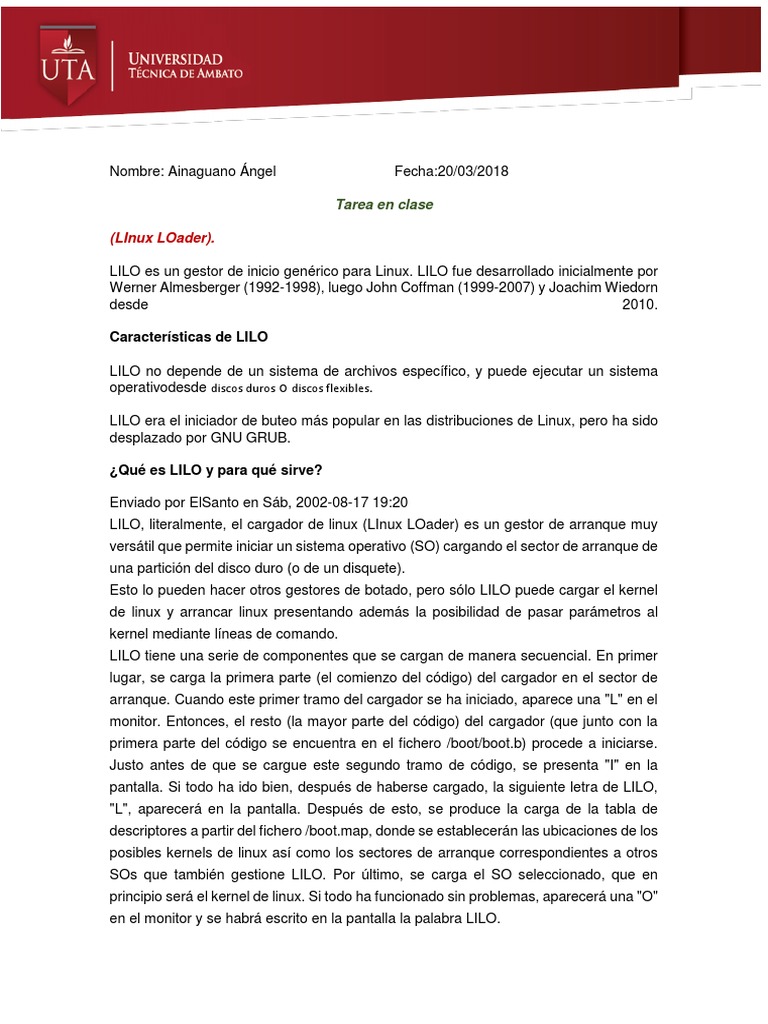 (Linux Loader) .: Características de Lilo | PDF | Informática ...