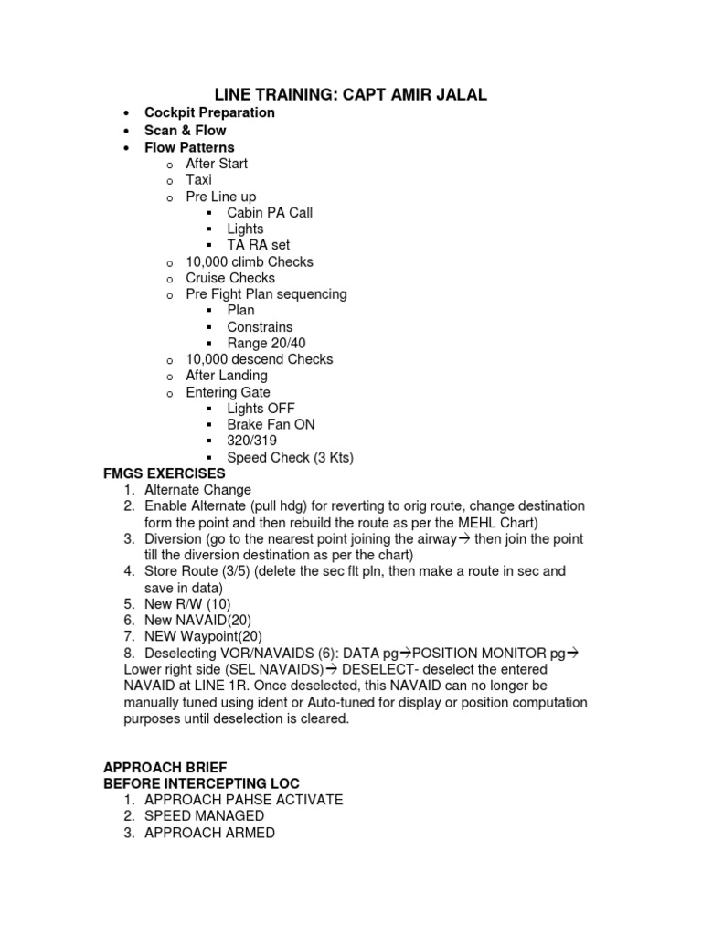 A320 Line Training Overview by Capt Jalal | PDF