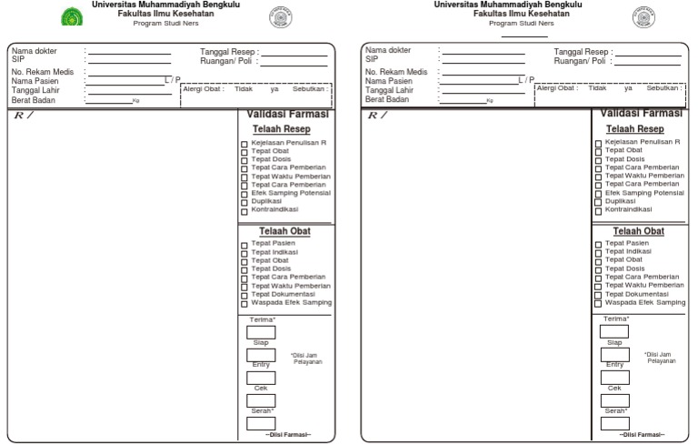 Contoh Resep Sesuai Standar Akreditasi | PDF