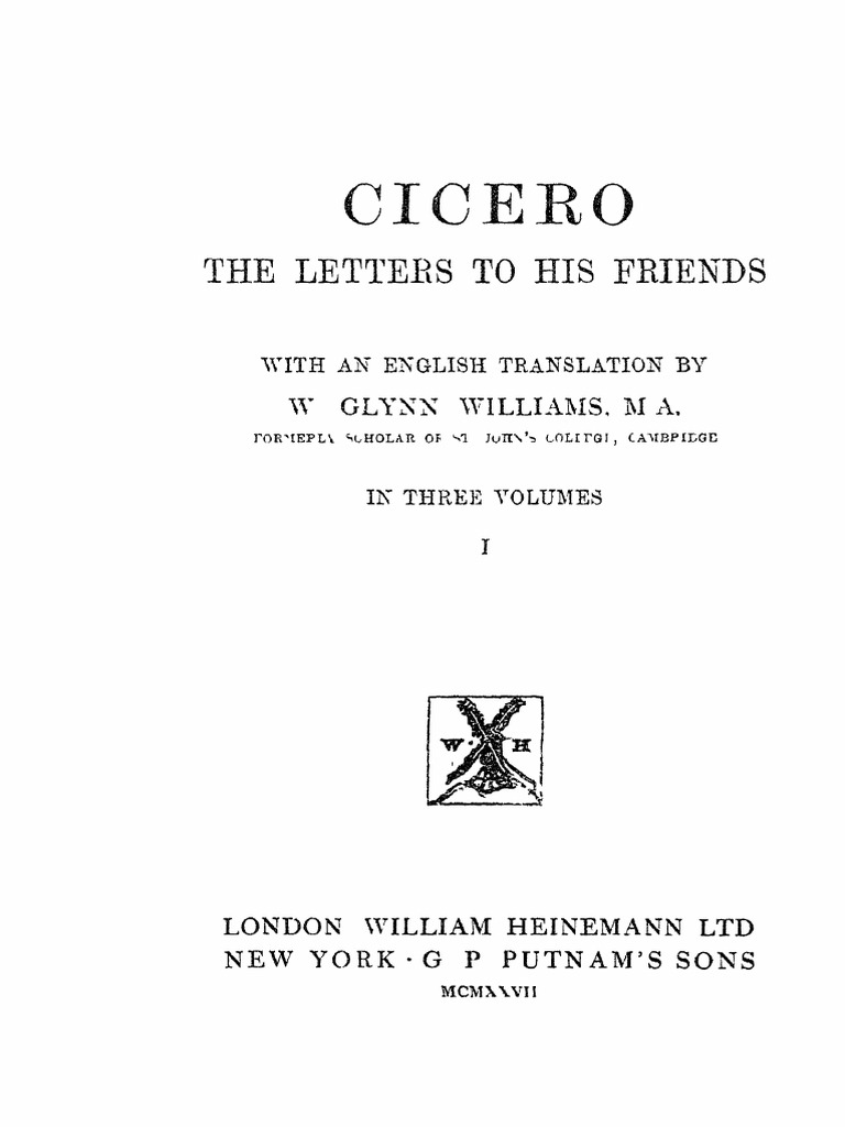Cicero - Letters To His Friends Vol 1, 1927 | PDF