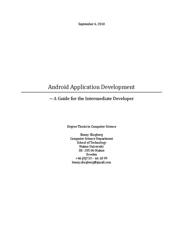 Android Application Development: - A Guide For The Intermediate Developer | PDF | Android ...