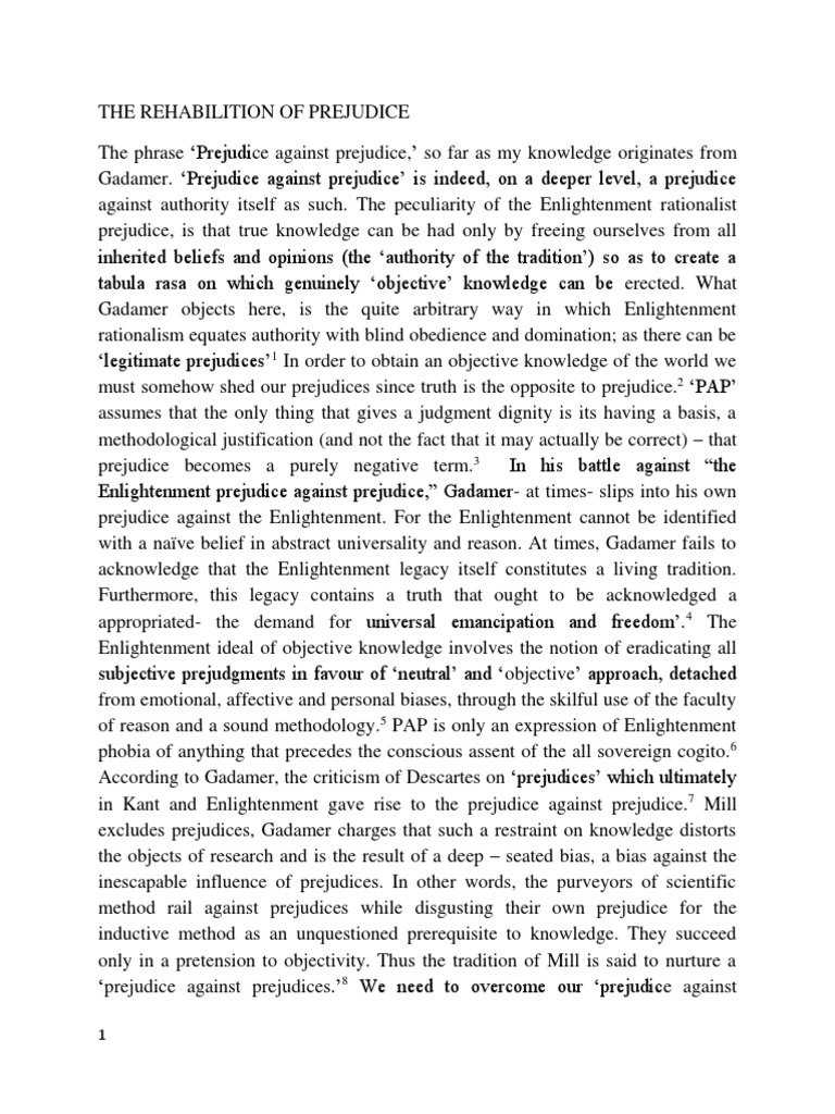 Prejudice Text | PDF | Hermeneutics | Bias