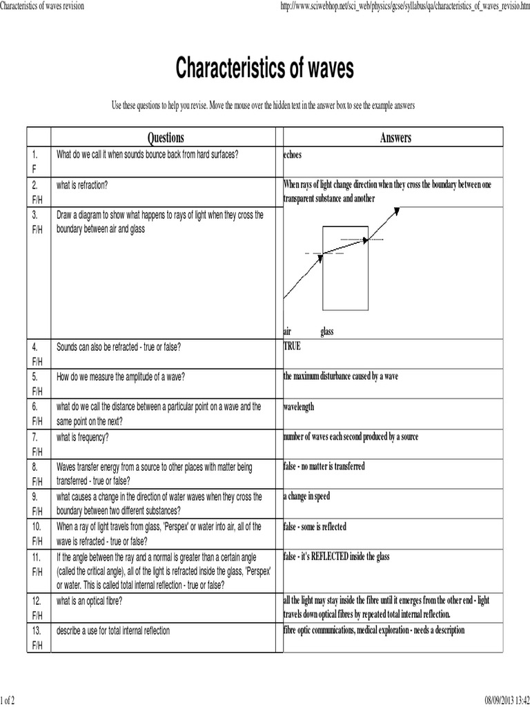 Characteristics of Waves: Questions Answers | PDF | Waves | Wavelength