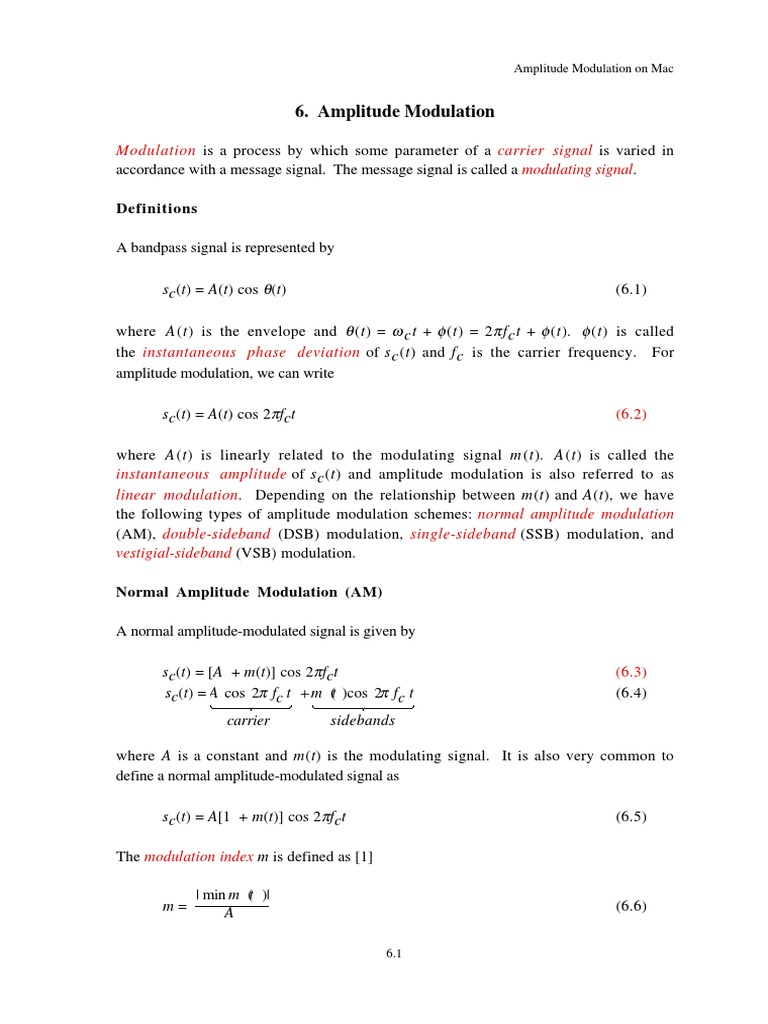 z6 Amplitude Modulation | PDF | Detector (Radio) | Modulation