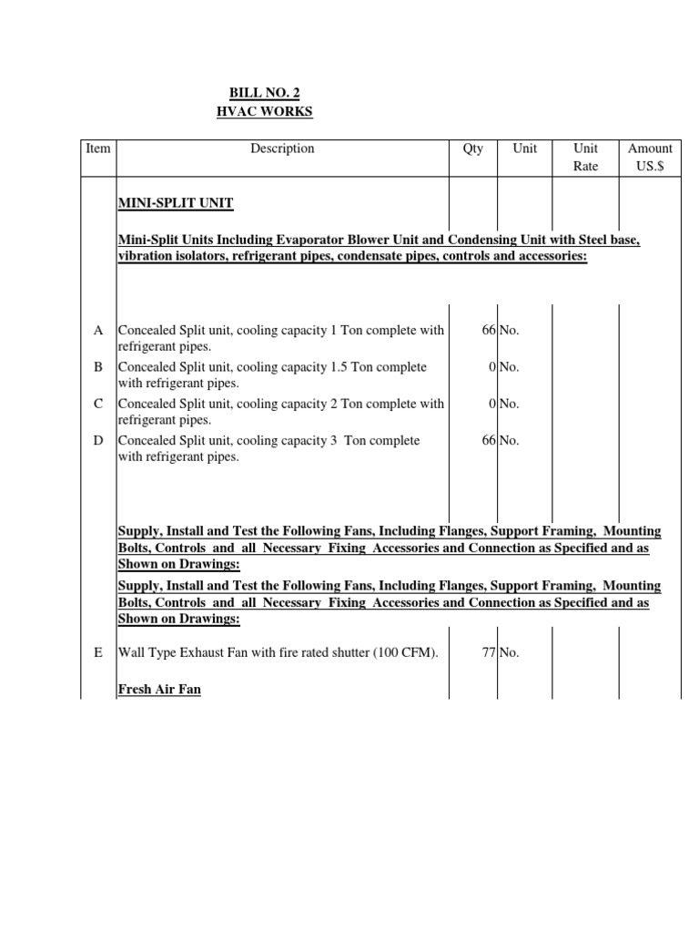 Hvac BOQ | PDF | Hvac | Air Conditioning