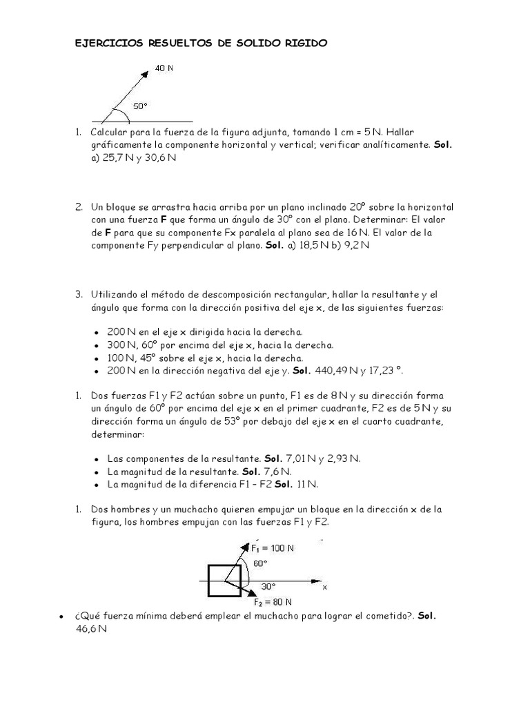 Ejercicios Resueltos de Solido Rigido | PDF | Fricción | Peso