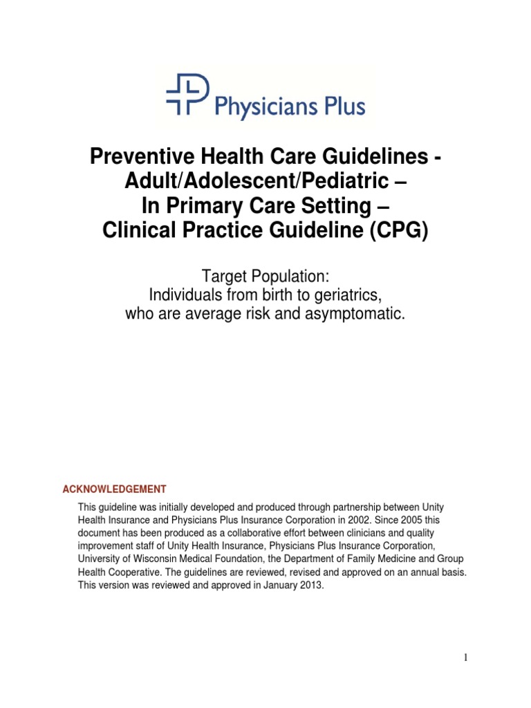 Guidelines Preventivehealth | PDF | Preventive Healthcare | Pregnancy