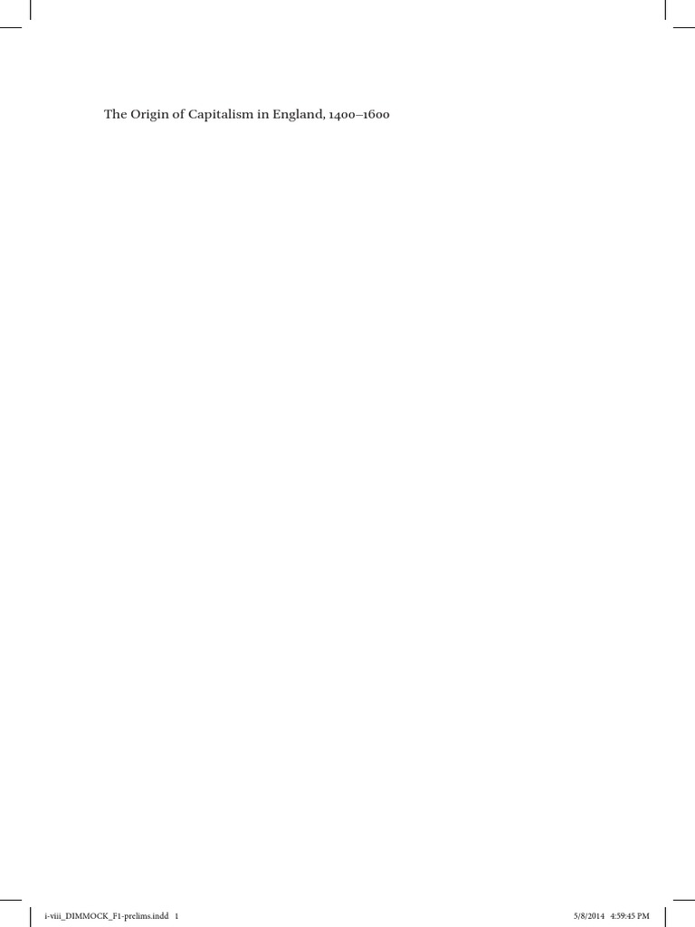 The Origin of Capitalism in England 1400 | PDF | Peasant | Capitalism