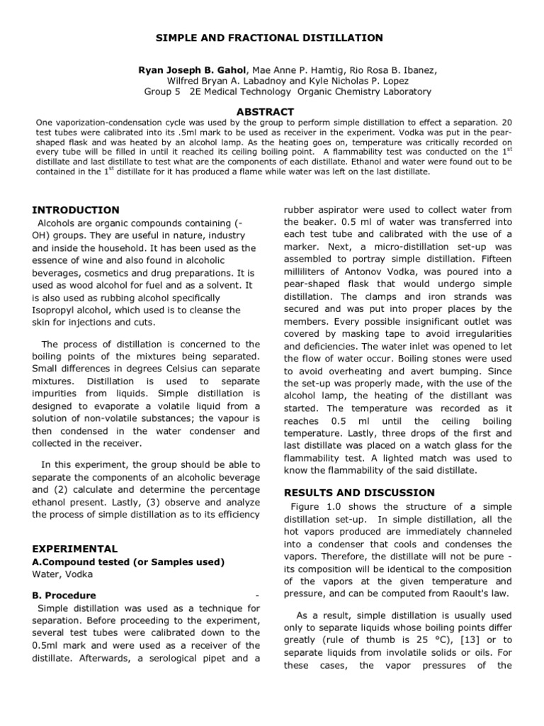 Simple Distillation | PDF | Distillation | Ethanol