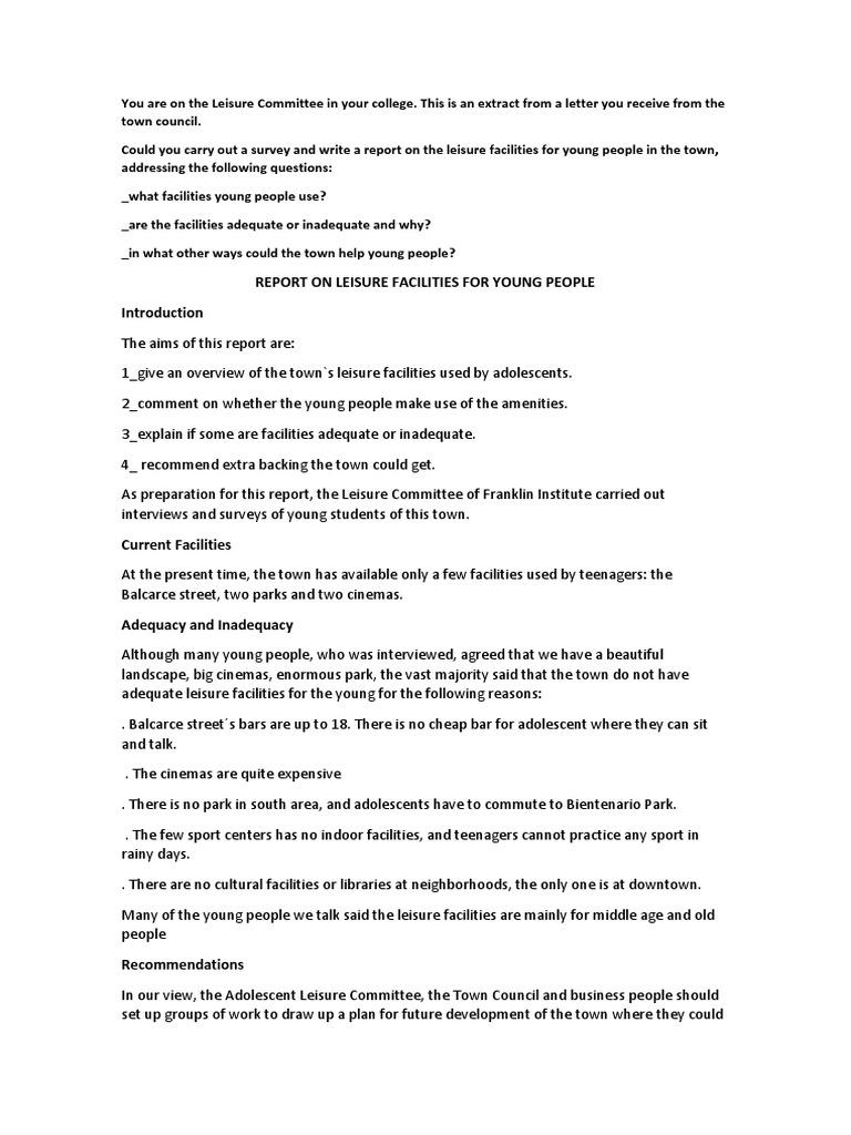 Report Leisure Facilities | PDF