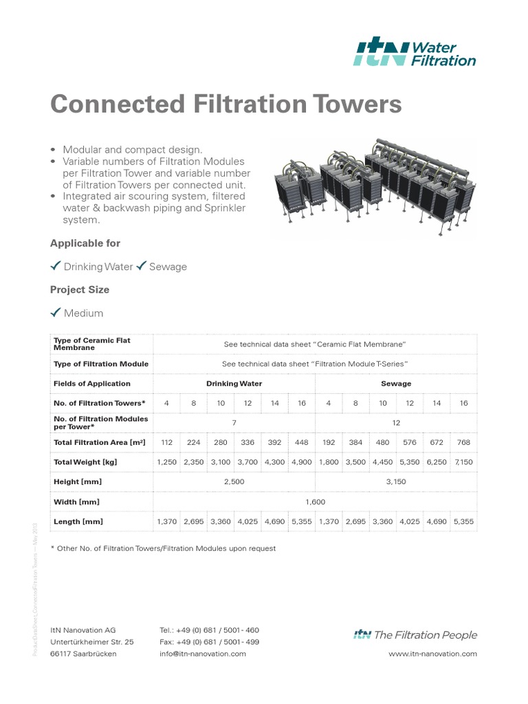 Connected Filtration Towers: Applicable For | PDF | Filtration | Liquids