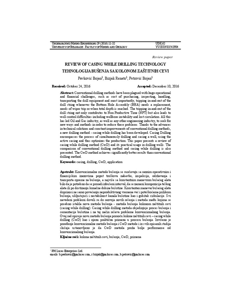 Casing While Drilling | PDF | Casing (Borehole) | Drilling Rig