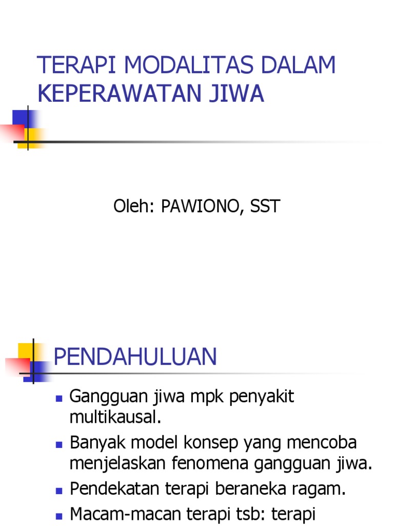 Terapi Modalitas Keperawatan Jiwa | PDF | Karier & Perkembangan