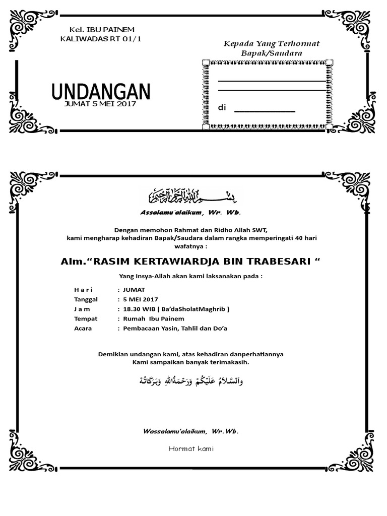 Kepada Yang Terhormat Bapak/Saudara: Hormat Kami | PDF