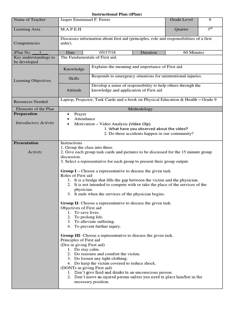 Iplan Health Basics of First Aid | PDF | First Aid | Learning