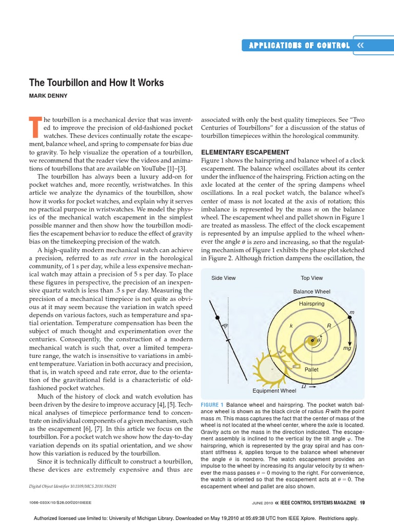 The Tourbillon and How It Works | PDF | Watch | Clock