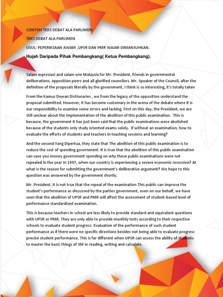 Contoh Teks Debat Ala Parlimen | PDF | Test (Assessment) | Teaching