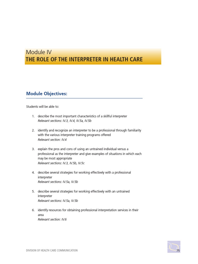 Interpreter Roles in Health Care | PDF | Language Interpretation | Patient