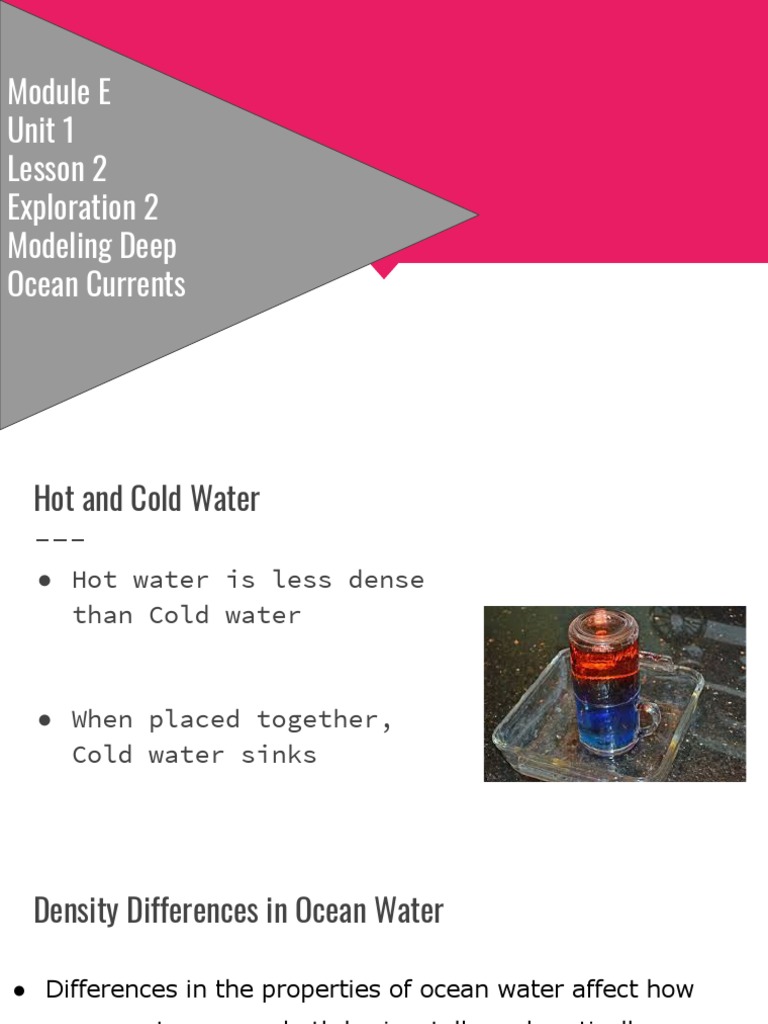 Students Module e Unit 1 Lesson 2 Exploration 2 Modeling Deep Ocean ...