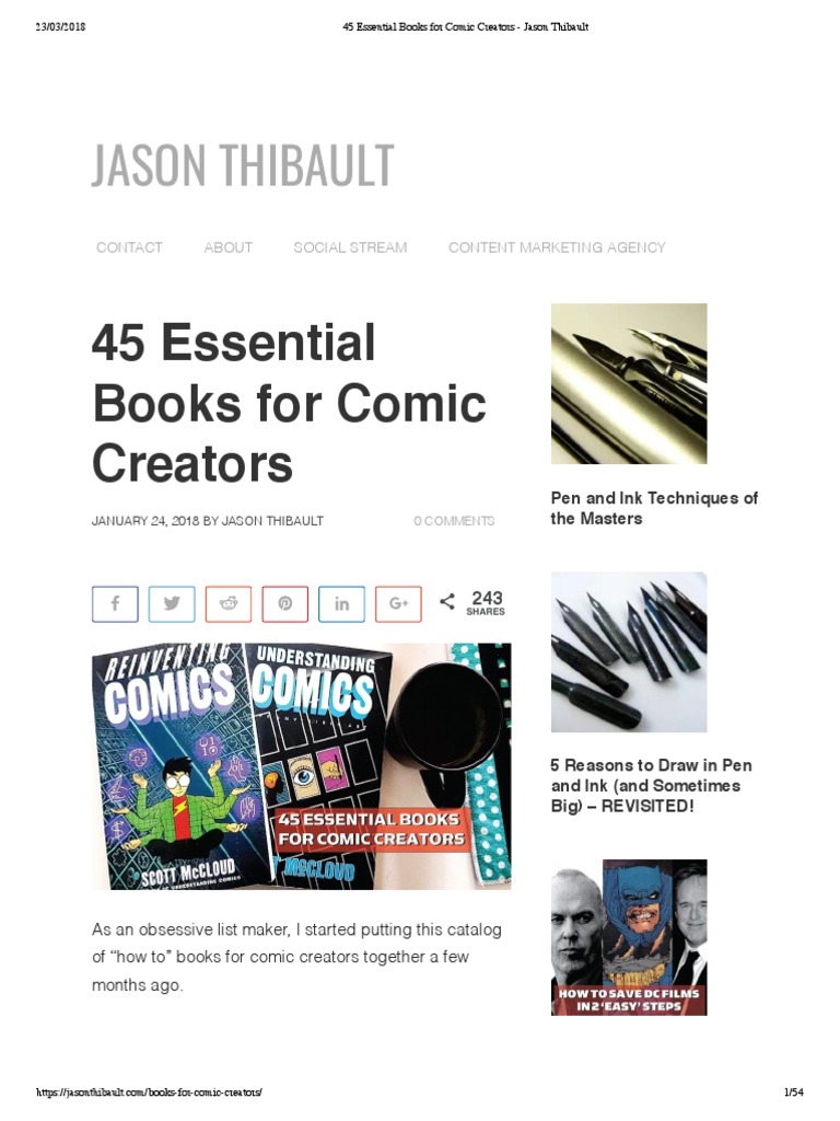 45 Essential Books For Comic Creators - Jason Thibault | PDF | Comic ...