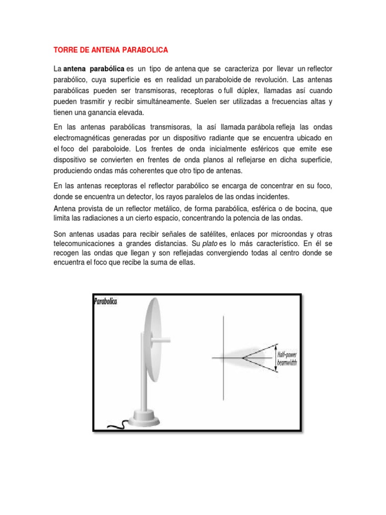 Torre de Antena Parabolica | PDF | Antena (Radio) | Electromagnetismo
