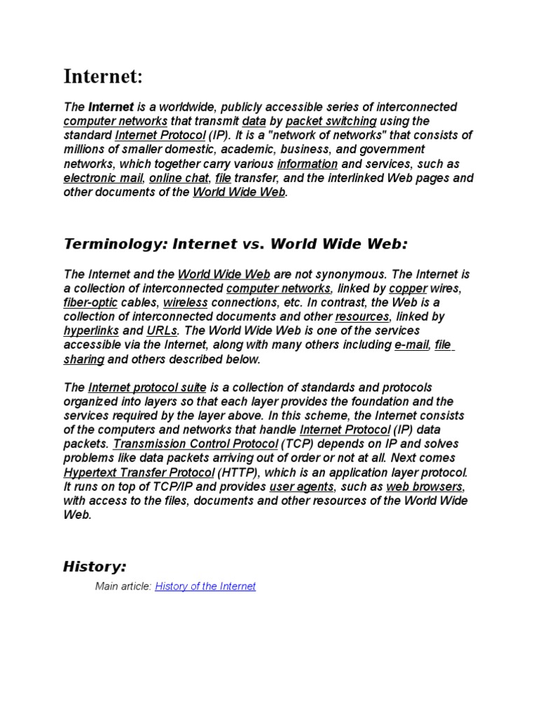 Internet:: Terminology: Internet vs. World Wide Web | PDF | Packet ...