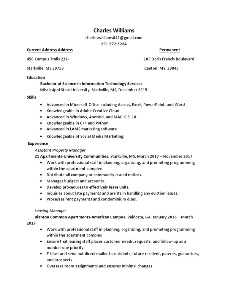 Charles Resume | PDF | Lease | Microsoft Office