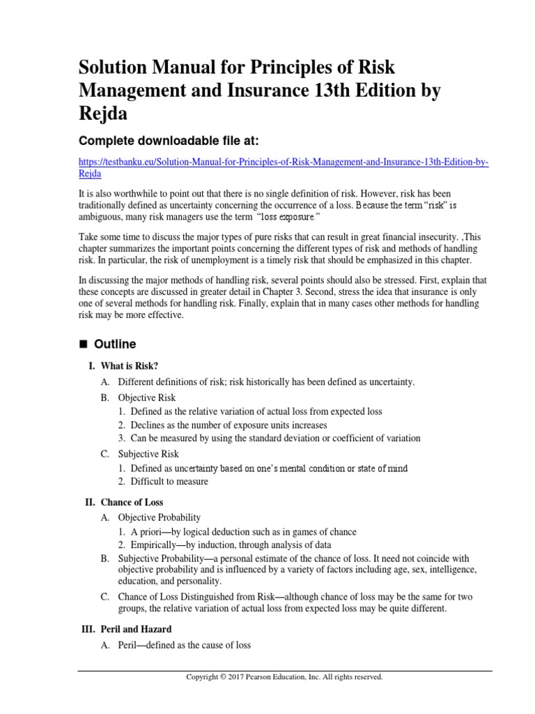 Solution Manual For Principles of Risk Management and Insurance 13th ...