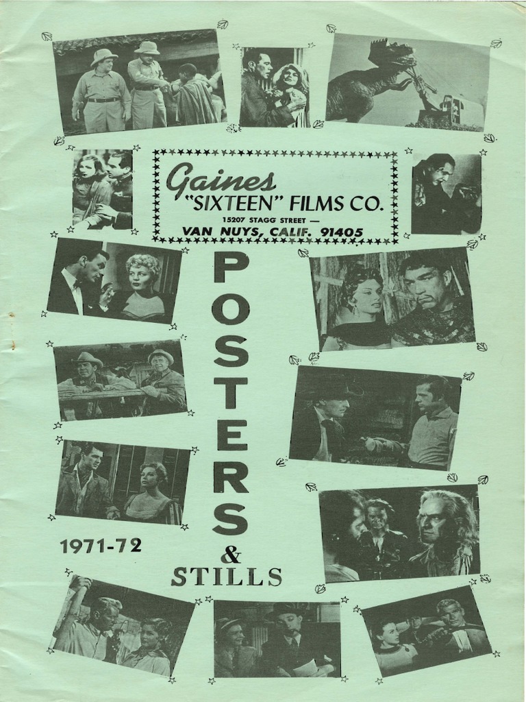 Gaines Sixteen Films Co. Posters & Stills 1971-1972 | PDF