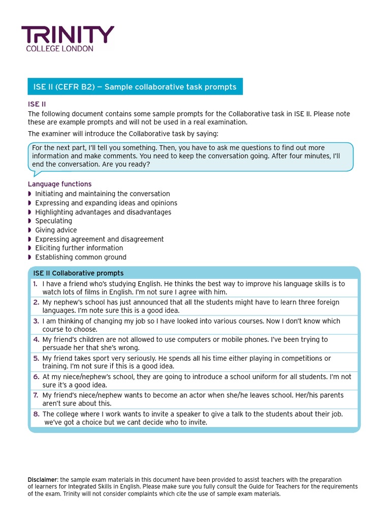 ISE II Sample Collaborative Prompts | PDF