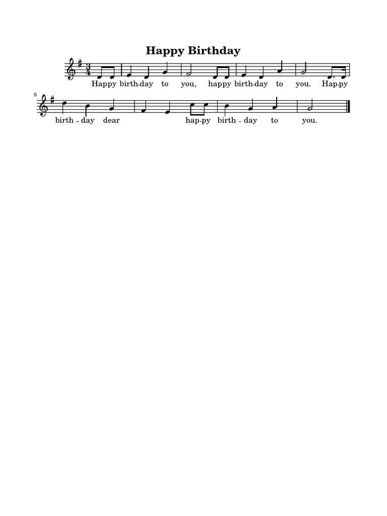 Happy Birthday: To You. Birth Day Hap Py Py Birth Day Hap Hap Py To You ...