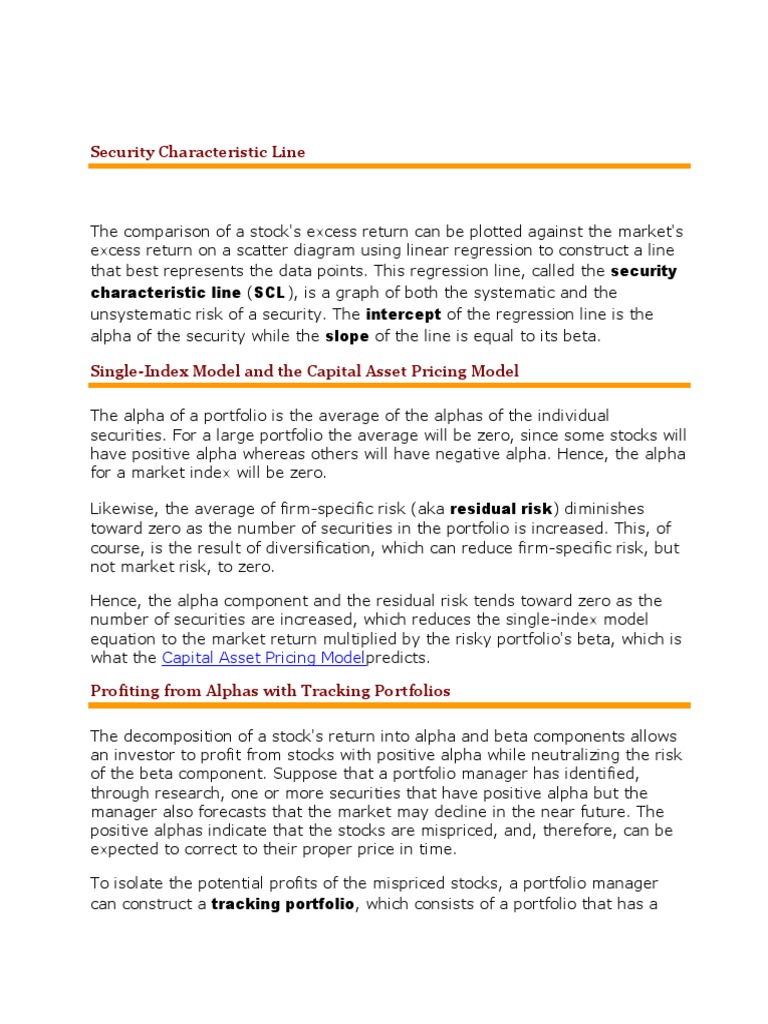 Security Characteristic Line | PDF | Beta (Finance) | Mathematical And ...