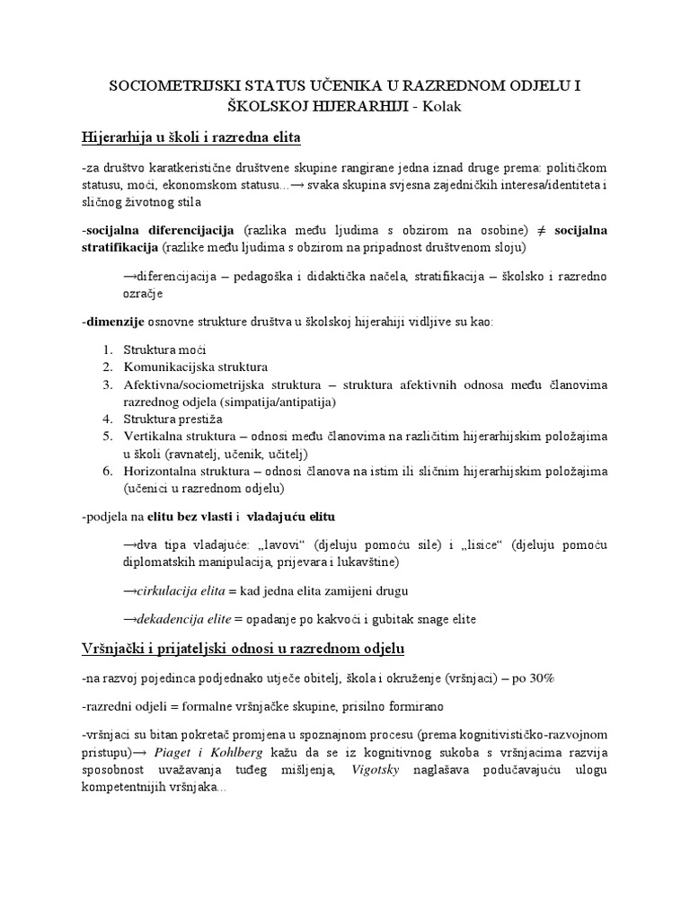 Sociometrijski Status Učenika | PDF